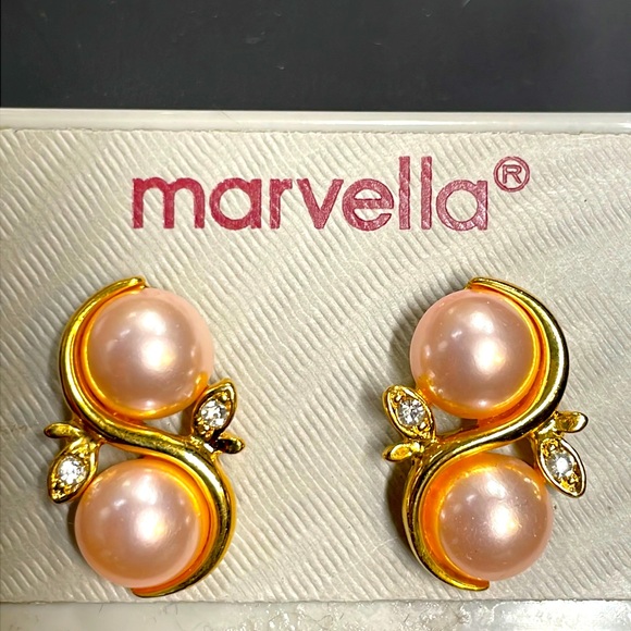 Marvella | Jewelry | Vintage Marvella Baby Pink Faux Pearl Earrings | Poshmark